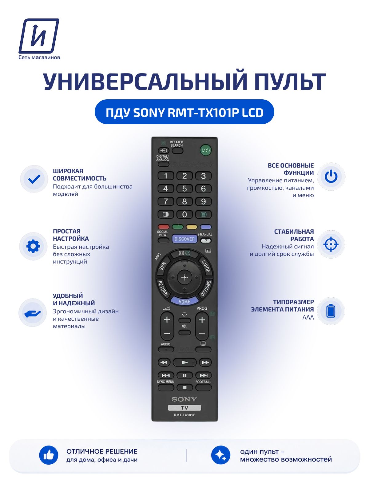 Пульт для телевизора SONY RMT-TX101P LCD