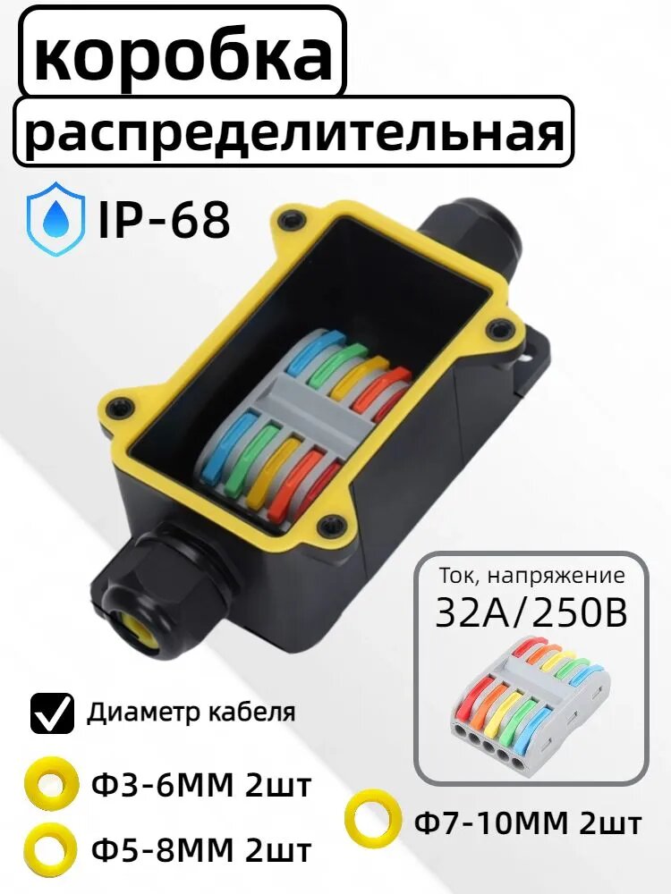 Коробка распределительная водонепроницаемая с быстрозажимными клеммами / IP68