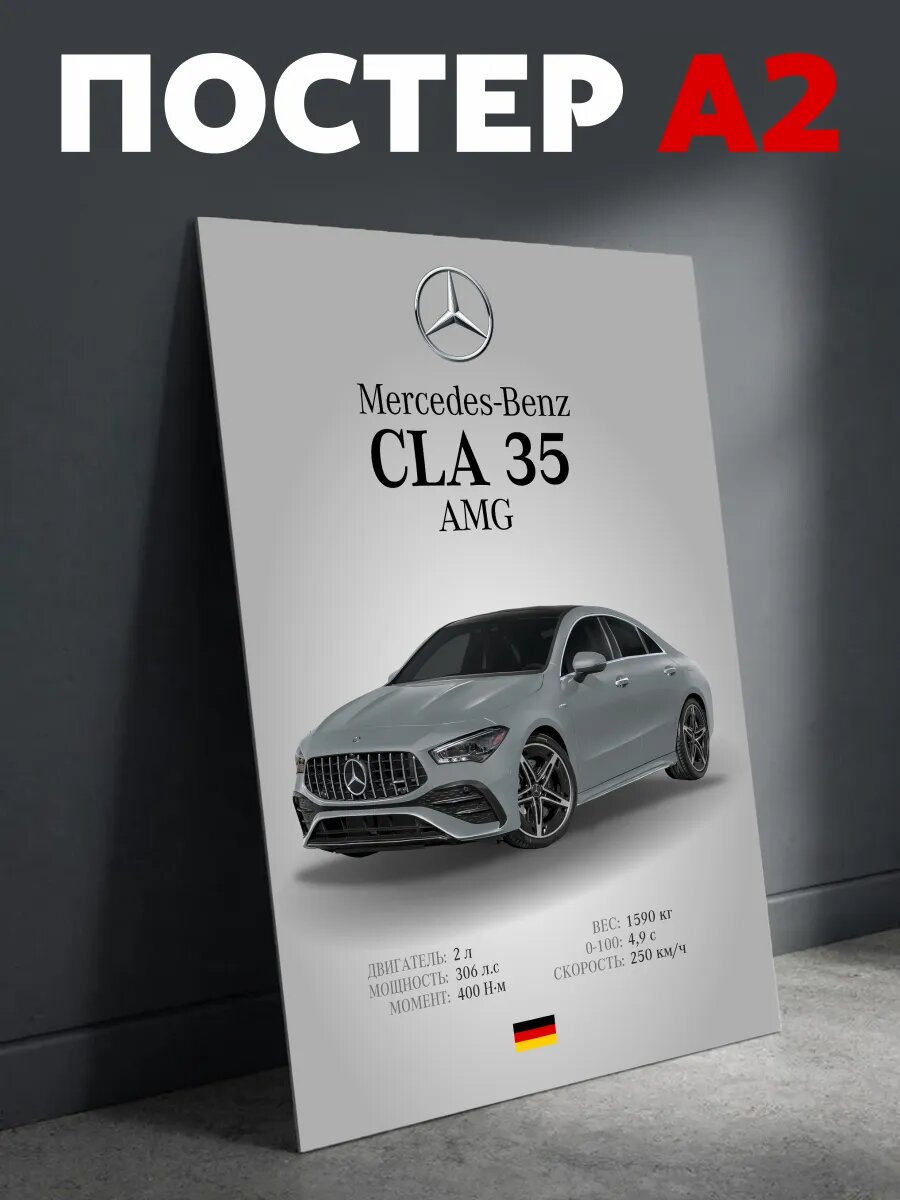 Постер на стену Mercedes-Benz CLA 35 АМГ плакат А2