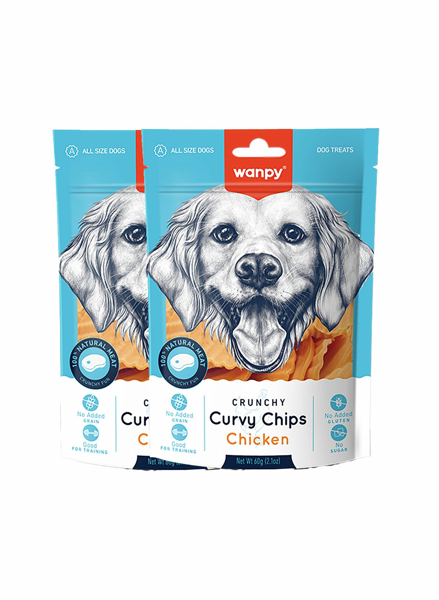 Wanpy Dog Лакомство для собак хрустящие чипсы из курицы 60 г x 2 шт.