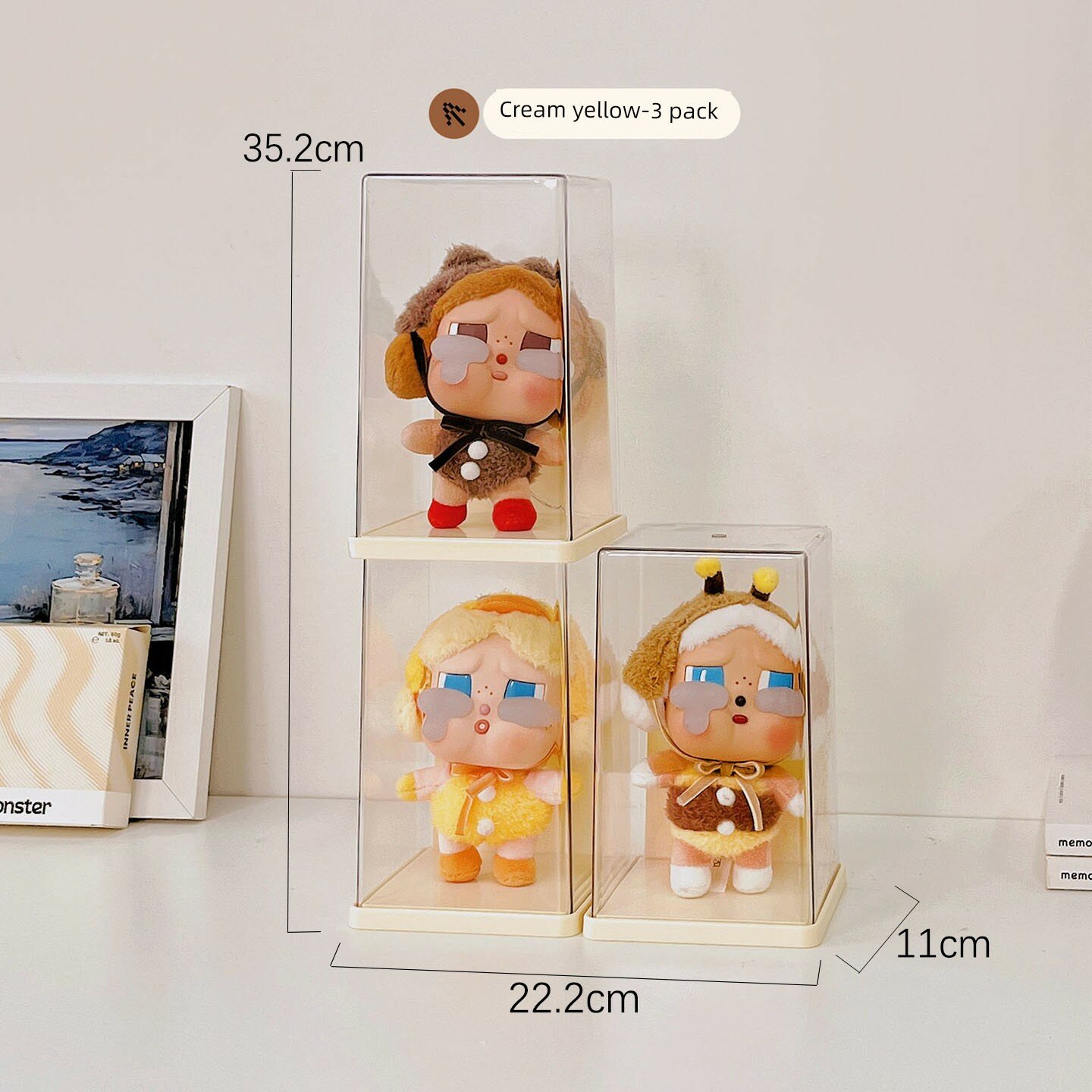 POP MART Pucky Doll Display Stand Сливочно-желтый 3 шт Набор пластиковых витрин для коллекционных фигур