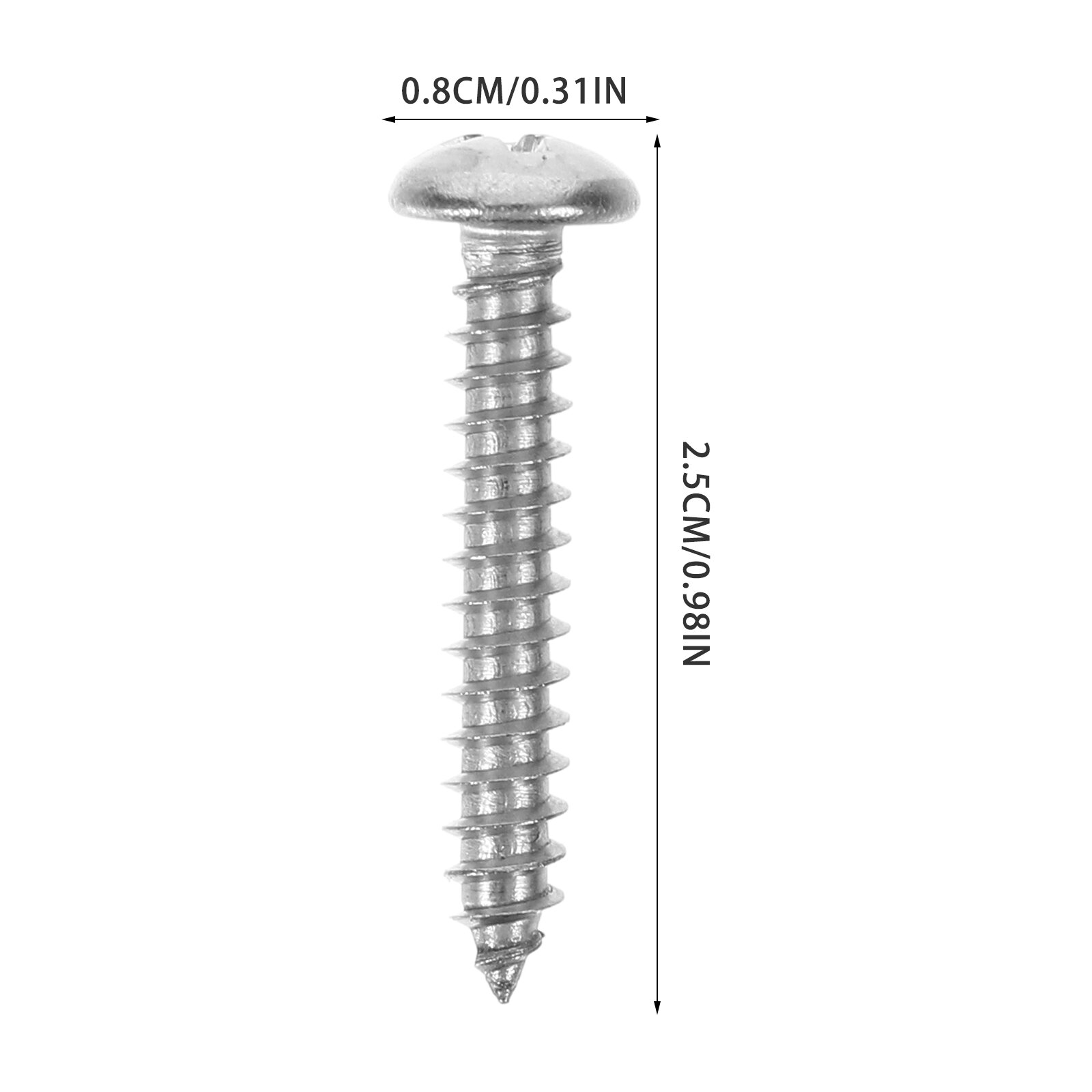 100 Шт Самонарезающие Винты Для Дерева Серебристый Цвет 2.50X0.80X0.30Cm