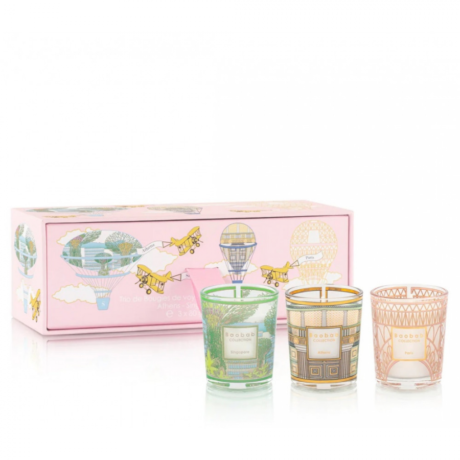 Набор ароматических свечей Singapore/Athenes/Paris My first Baobab Travel trio, Baobab Collection
