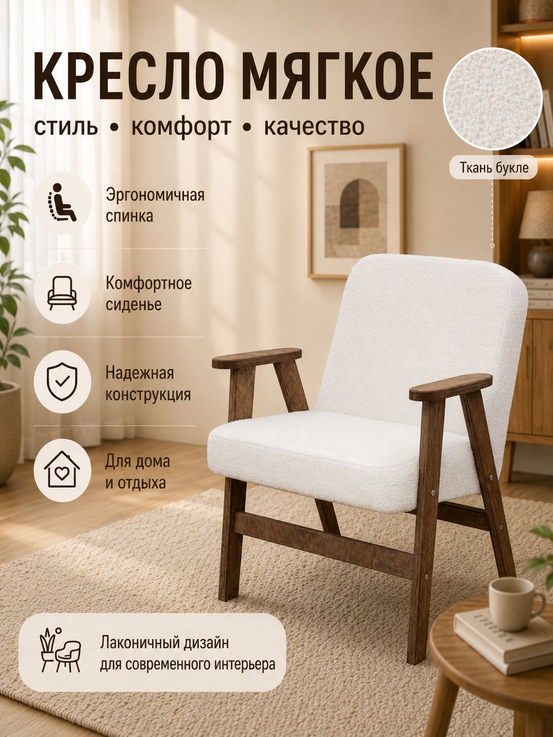 Кресло мягкое в гостиную, на кухню