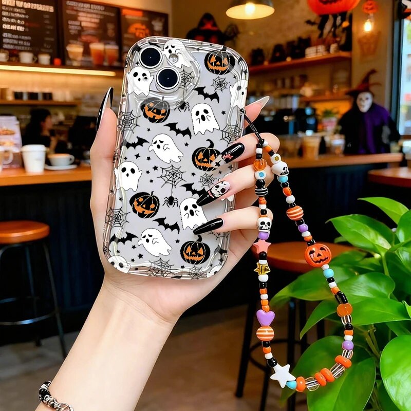 Чехол-цепочка Ghost Pumpkin Black Cat на Хэллоуин для Vivo V50 V40 V50E V30E V30 V29 6, Vivo V30 5G