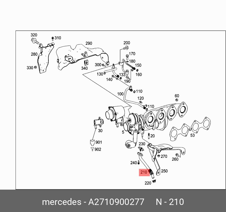 Трубка масляная турбины org (Mercedes 2710900277)