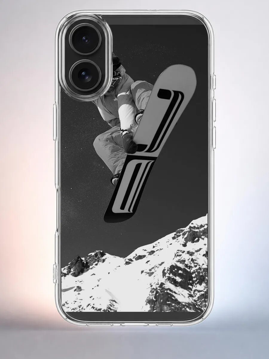 Чехол iPhone 16 сноуборд трюк минимал силиконовый