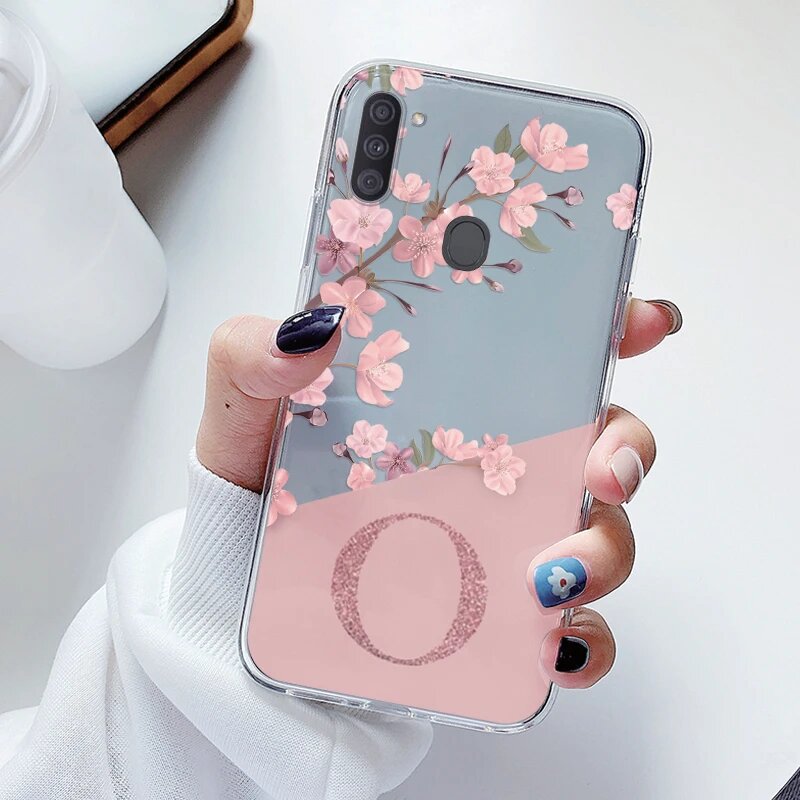 Чехол для Samsung Galaxy A11 M11, мягкий тонкий роскошный чехол с буквами A-Z, задняя крышка, прозрачный бампер для Samsung A11 M, прозрачный корпус