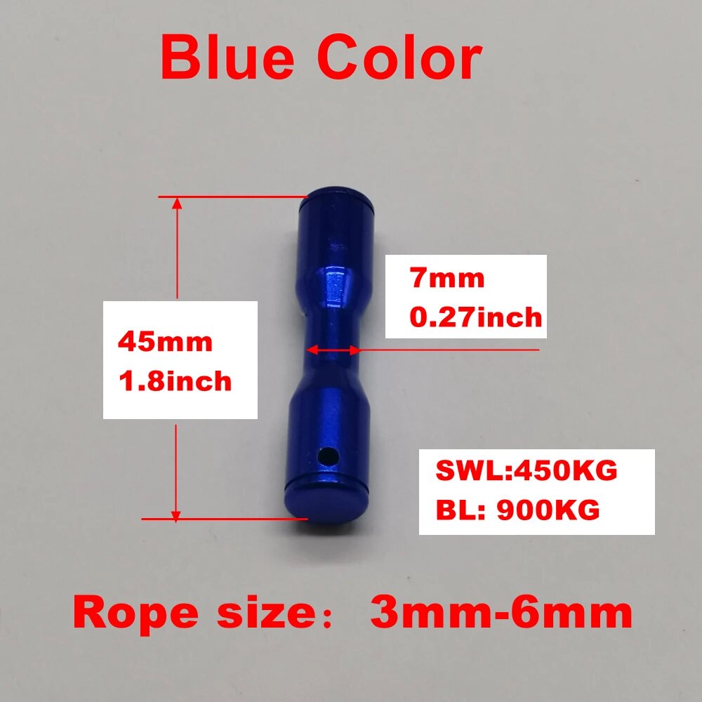 Алюминиевые такелажные кольца Dogbones для парусного спорта 450 кг 4.5cm Blue