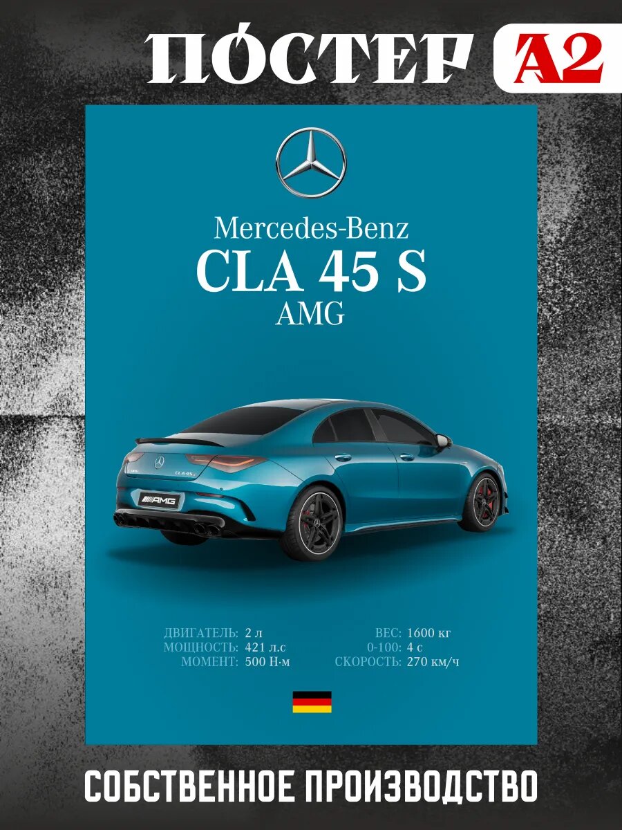 Постер на стену интерьерный А2 Машина Mercedes CLA 45 S АМГ