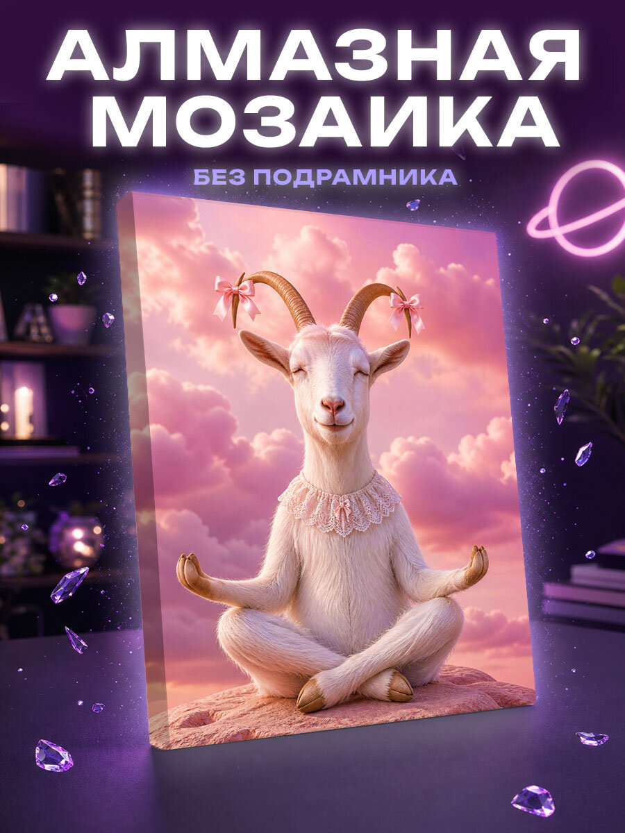 Алмазная мозаика Медитация среди розовых облаков