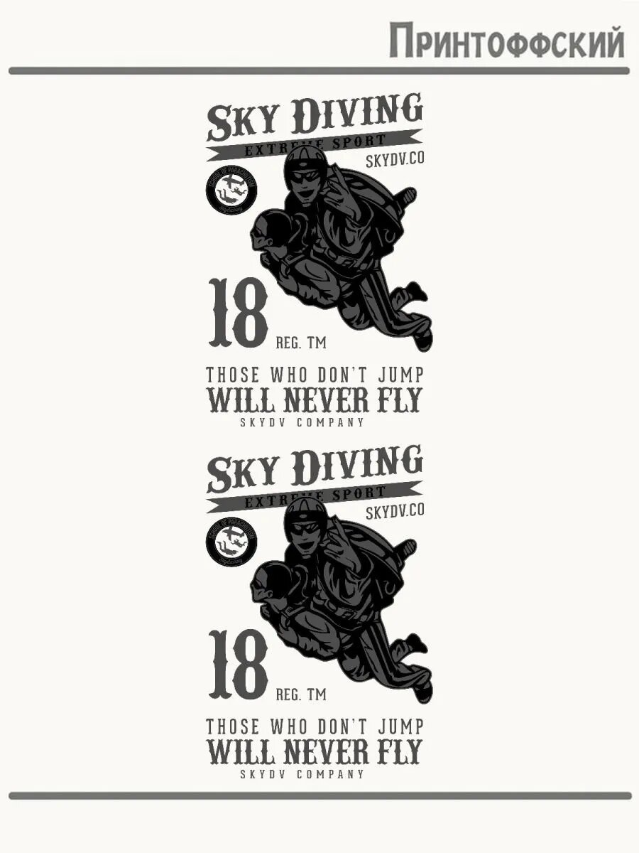 2-е (Две) Термонаклейки sky diving