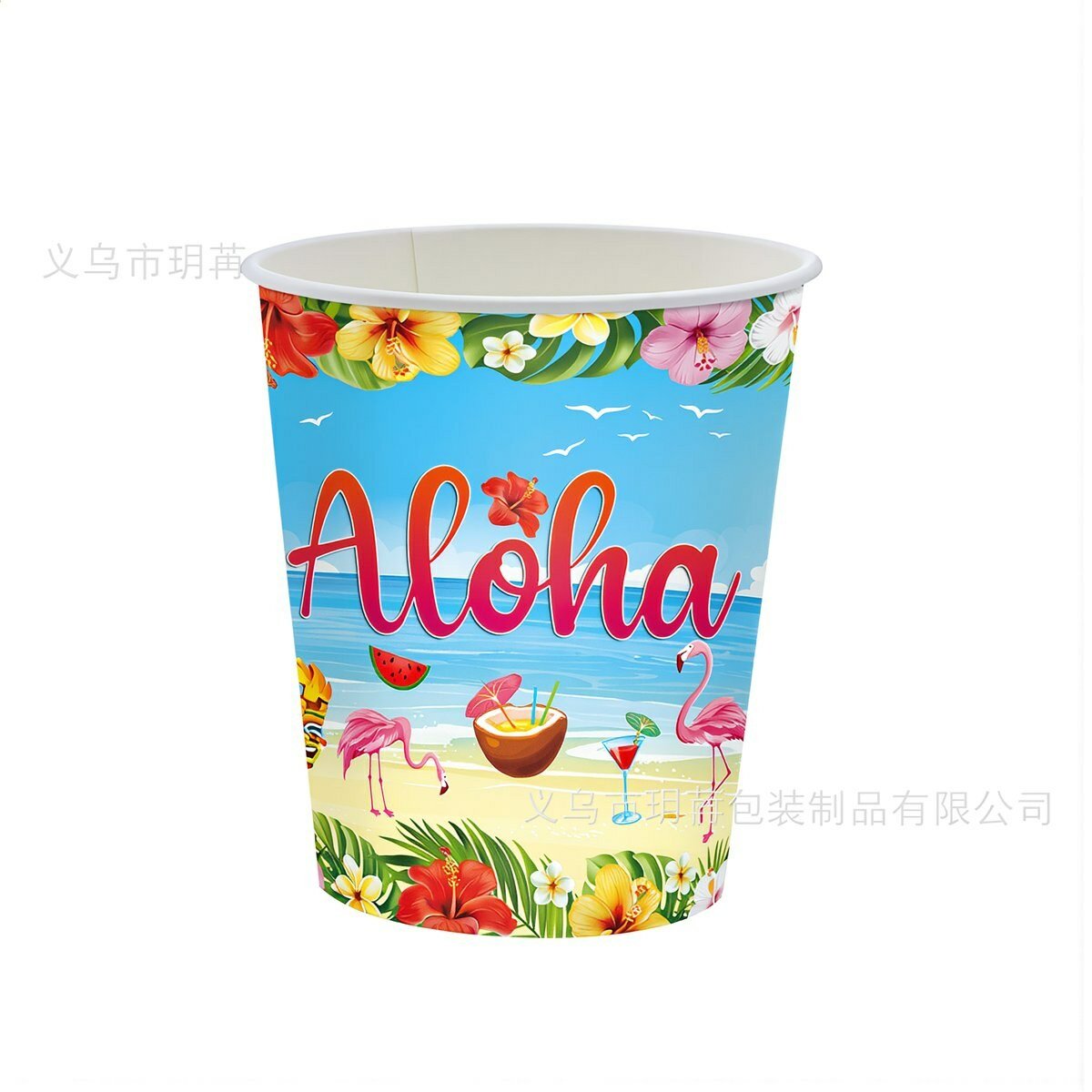 Одноразовые тарелки Aloha для гавайской вечеринки набор 20 штук диаметр 9 дюймов тропический пляжный дизайн аксессуары для летнего праздника, Гавайская тема (бумажные стаканы, набор 20 шт.)