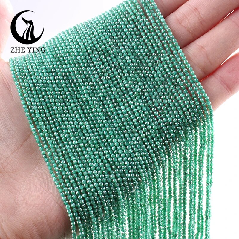 Бусины Zhe Ying 3 мм матовый морской синий кубический цирконий Изумрудный, 36matte green