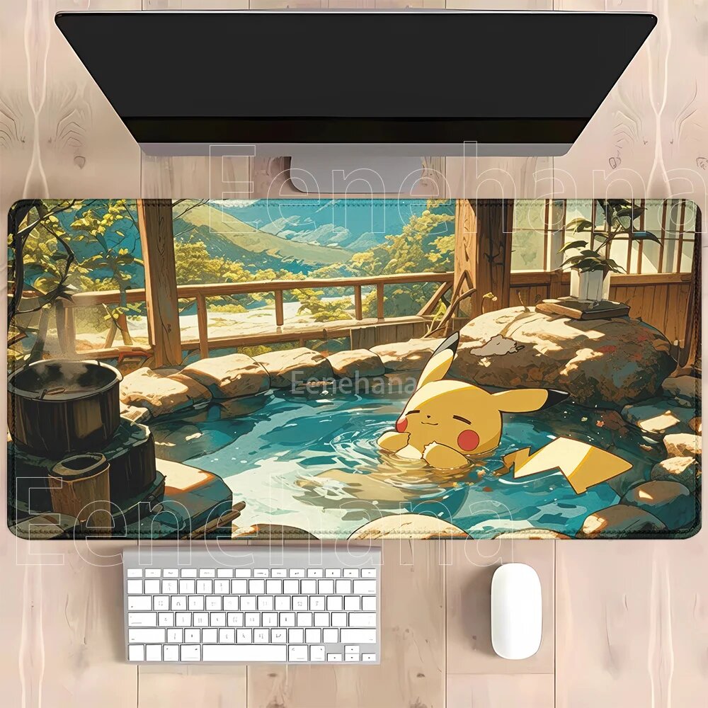 Коврик для мыши Pikachu Pokemon XXL, большой игровой коврик для мыши, офисные аксессуары, компьютерная клавиатура, коврик для.