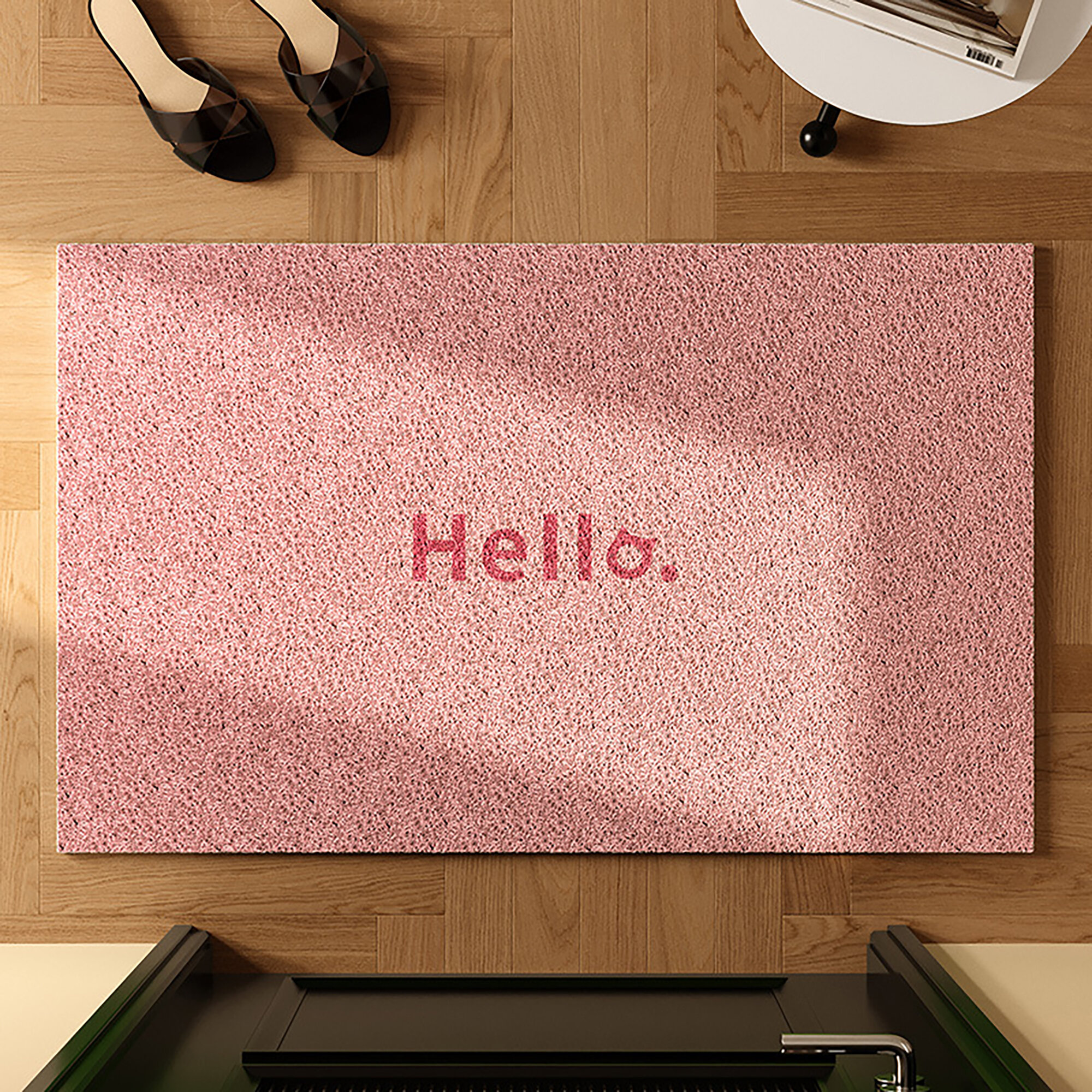 Придверный коврик Hello, светло-розовый, 50 × 80 см, грязезащитный ковёр для прихожей
