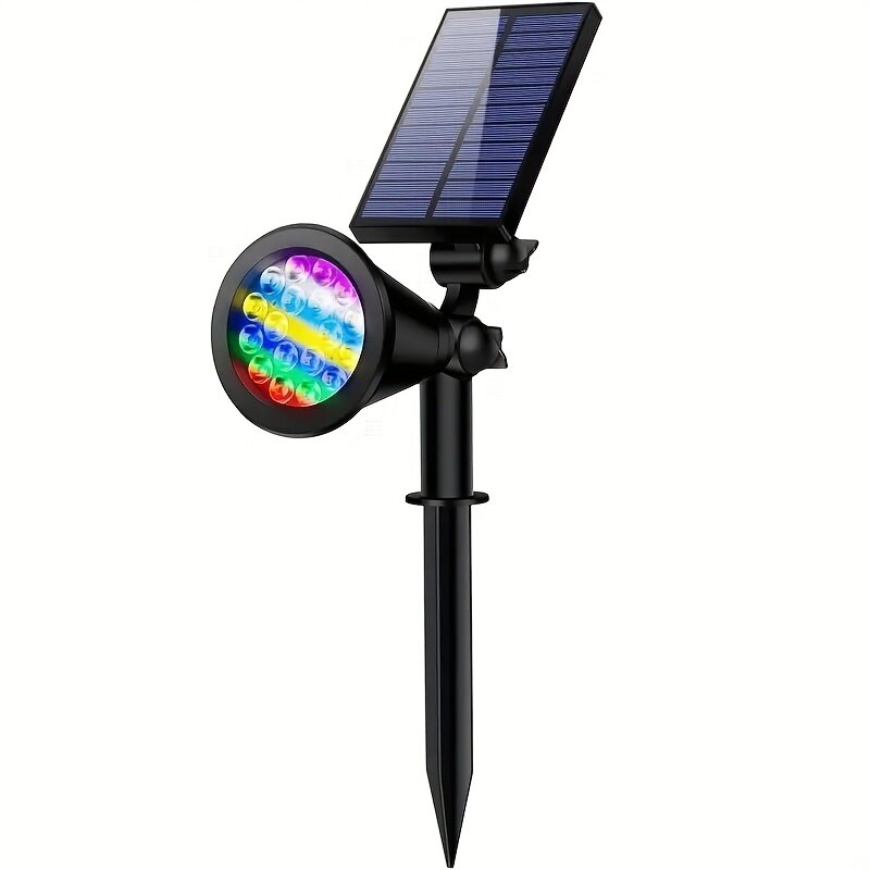 Уличный солнечный светодиодный светильник на 18 LED, регулируемый, IP44, автоматическое включение/выключение, градиентная многоцветная подсветка для флагштока, сада, бассейна, пруда и двора