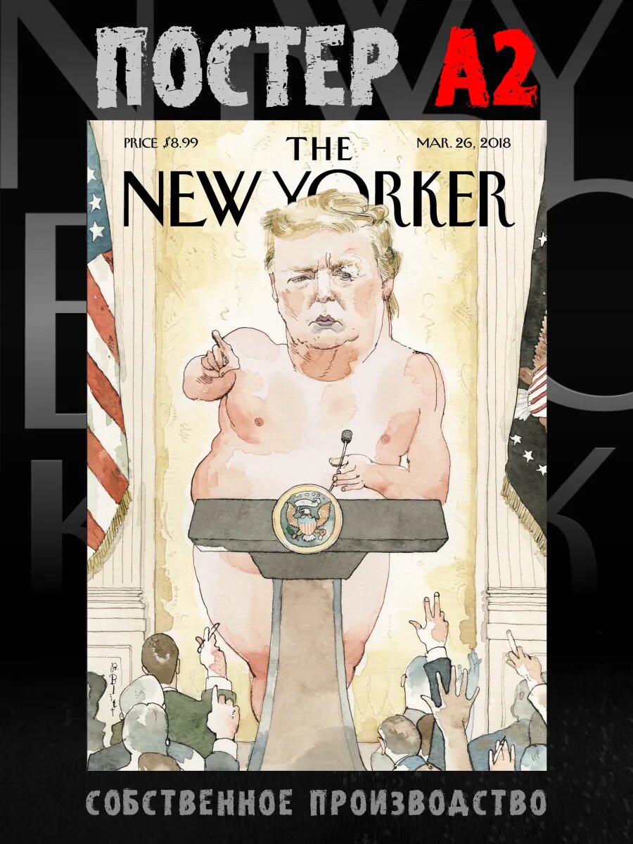 Постер на стену интерьерный New yorker Трамп мем плакат А2