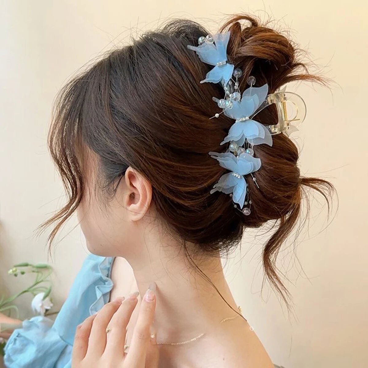Большая заколка для волос Super Fairy Butterfly Blue1