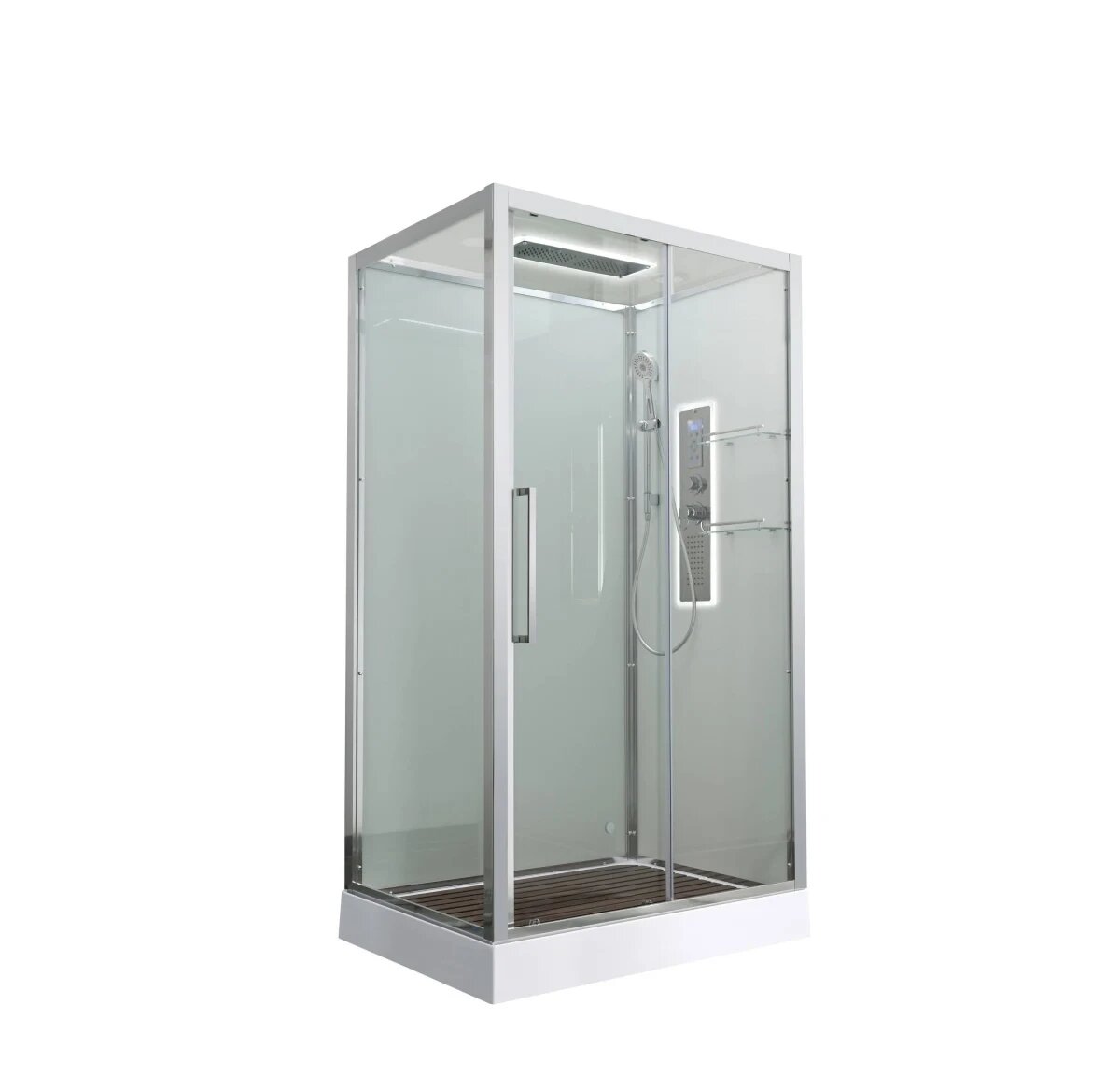 Душевая кабина AvaCan Z2912LED, 120x90x220 см, прямоугольная, низкий поддон, профиль алюминий, цвет хром