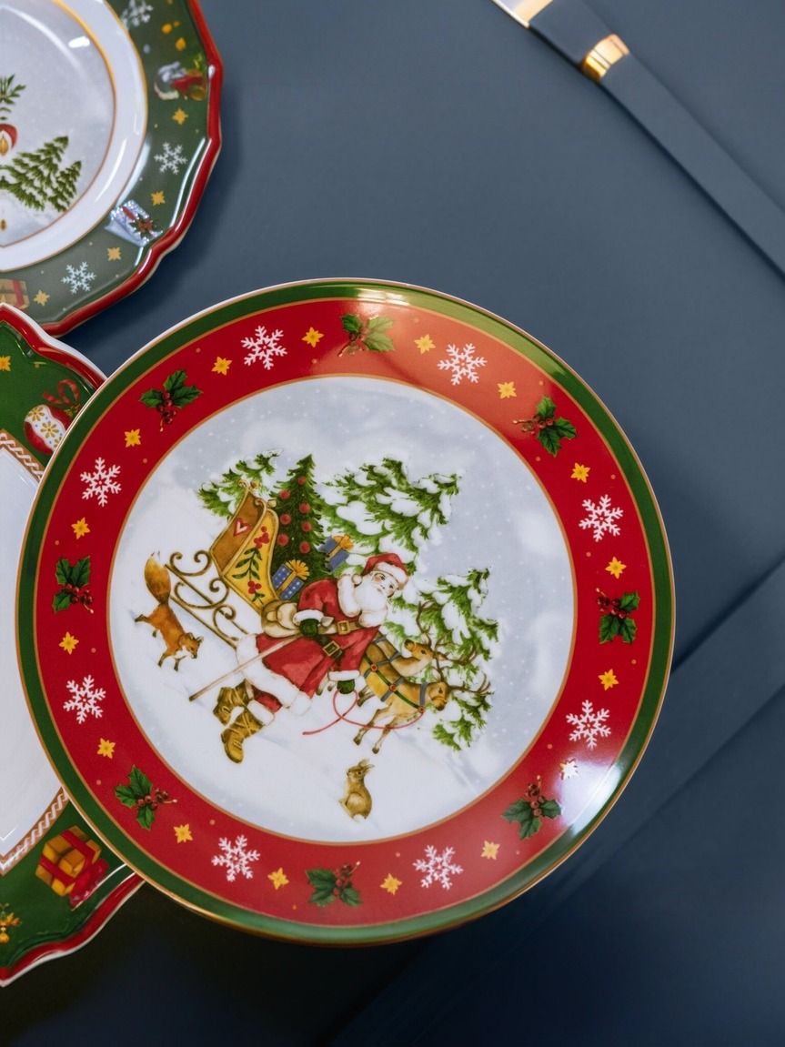 Блюдо на ножке 28х10 см Дед Мороз, Hutschenreuther, Германия фарфор "Happy Christmas"