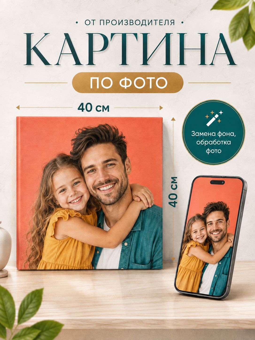 Зеркало ПроАрт Картина по фото холст на заказ подарок 40х40 см