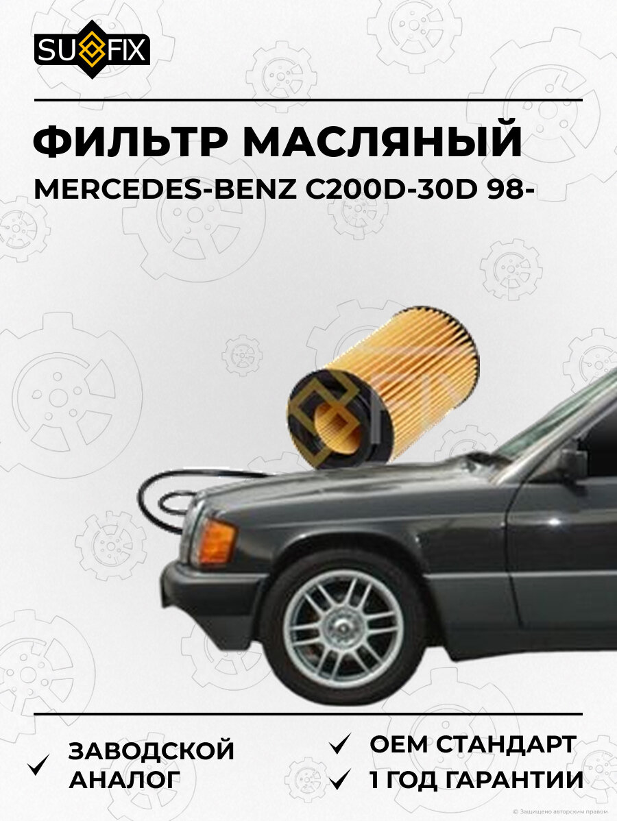 Фильтр масляный SUFIX SP1177 Мерседес-Бенц C200D-30D MERCEDES-BENZ C200D-30D 1998