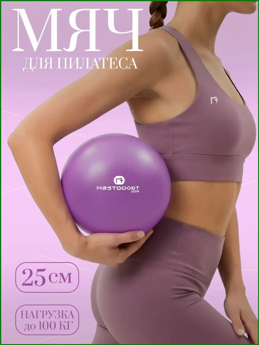Мяч для пилатеса и фитнеса 25 см, фиолетовый, гимнастический