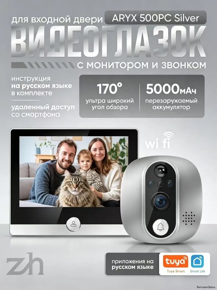 Видеоглазок Wi-Fi с записью и датчиком движения