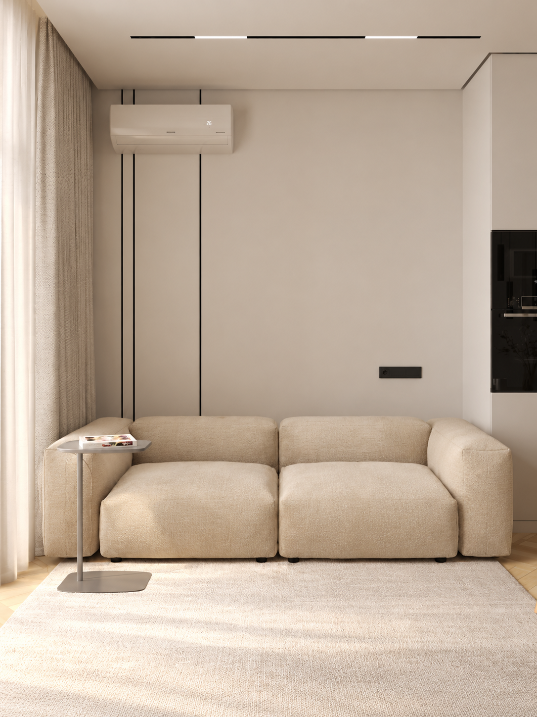 Диван Фиджи двухсекционный (большой) Velutto 02 FM 273x116x62 см, бежевый Велютто, нераскладной Дом мебели для вас