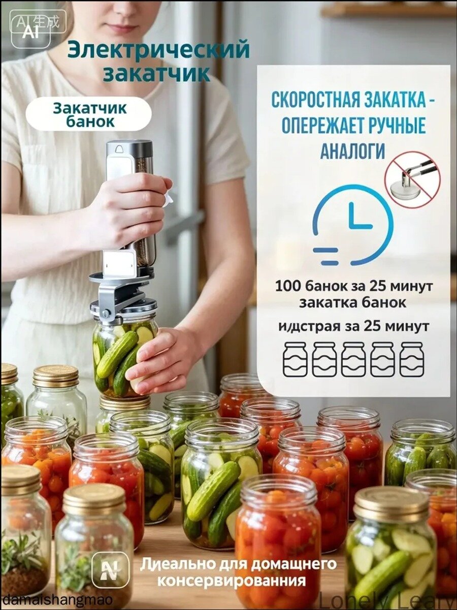 Закаточная машинка, 1 предмет, серебристая, вес 1500 г, производство Китай