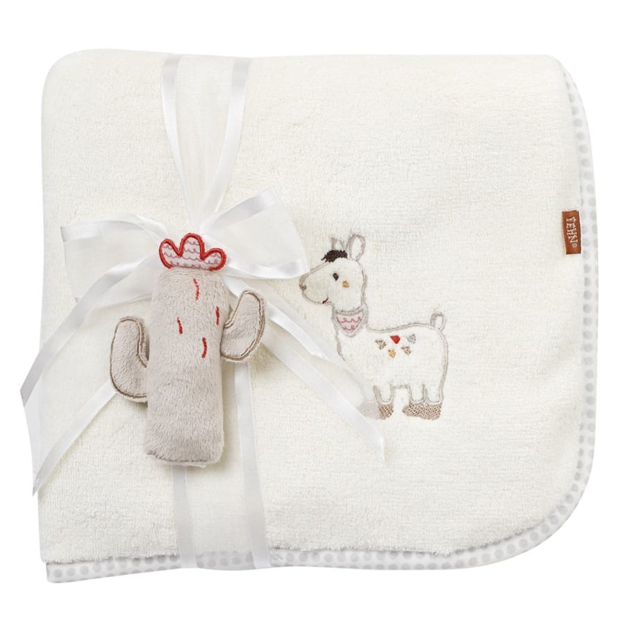 Плед BabyFehn Peru Lama Maya с игрушкой, детский, бежевый