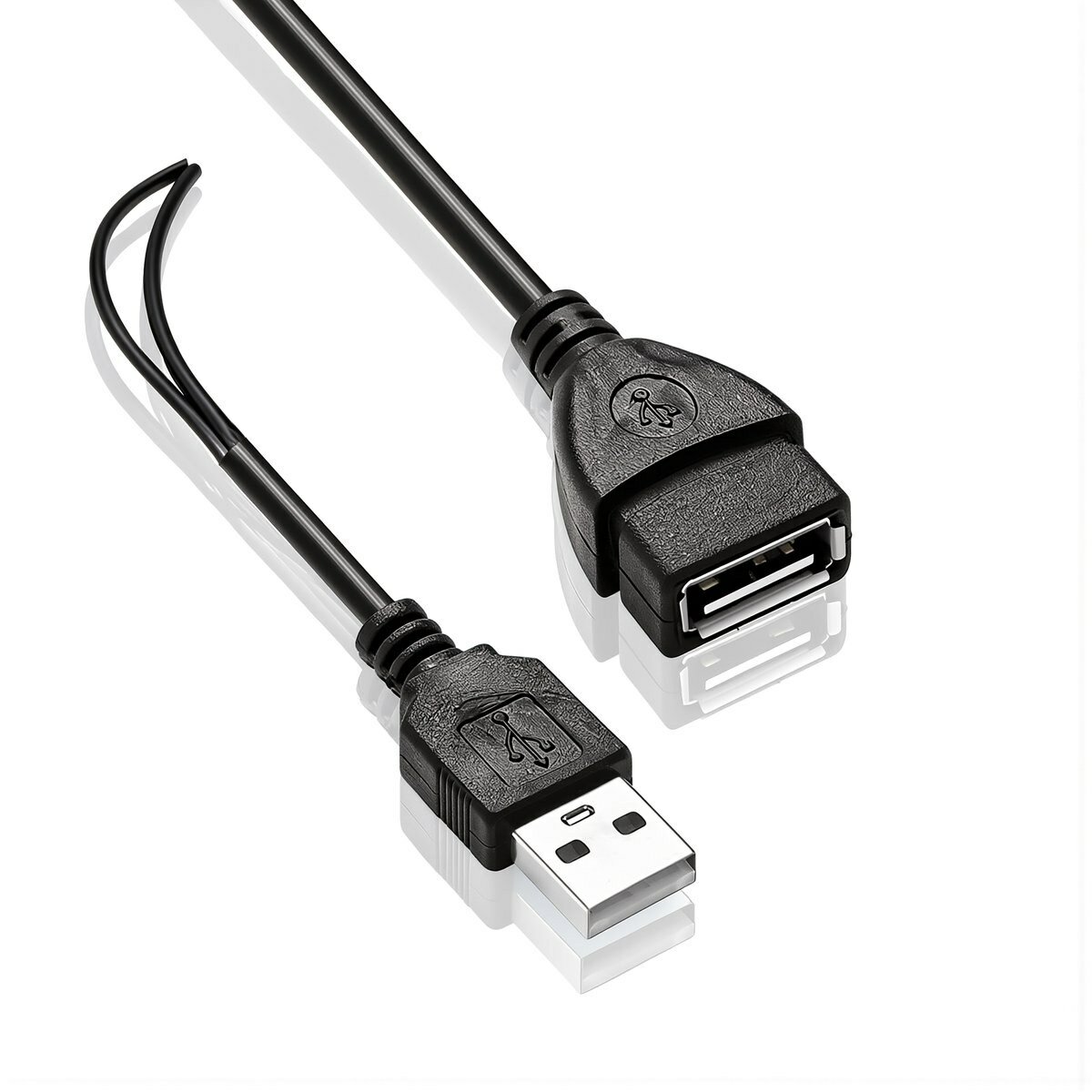 USB удлинитель мужчина к женщине 0.6 метра чёрный толстая медная жила цельное литье домашнее офисное, USB удлинитель 0.6 метра