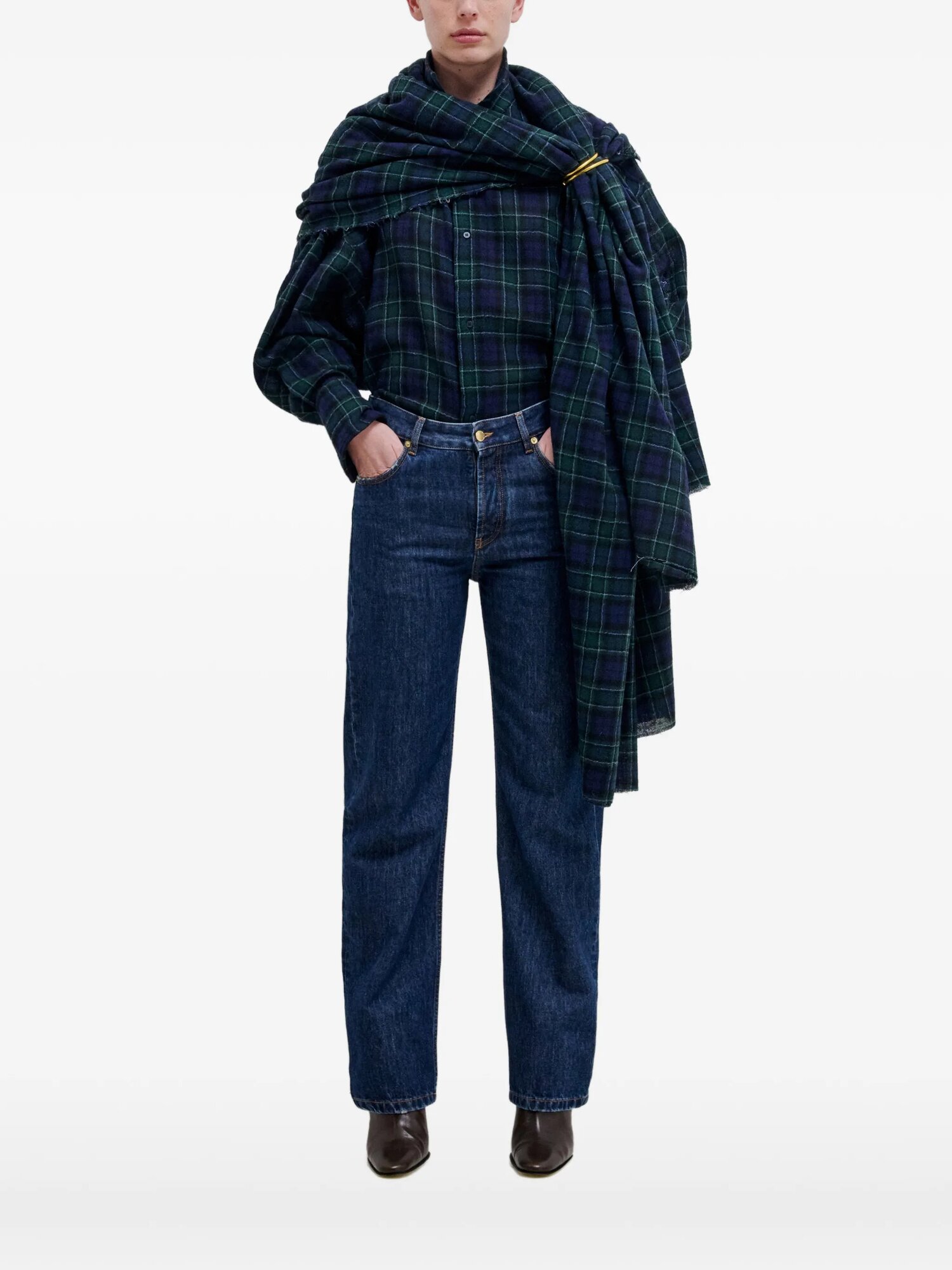 Рубашка Georgia detachable-scarf check shirt