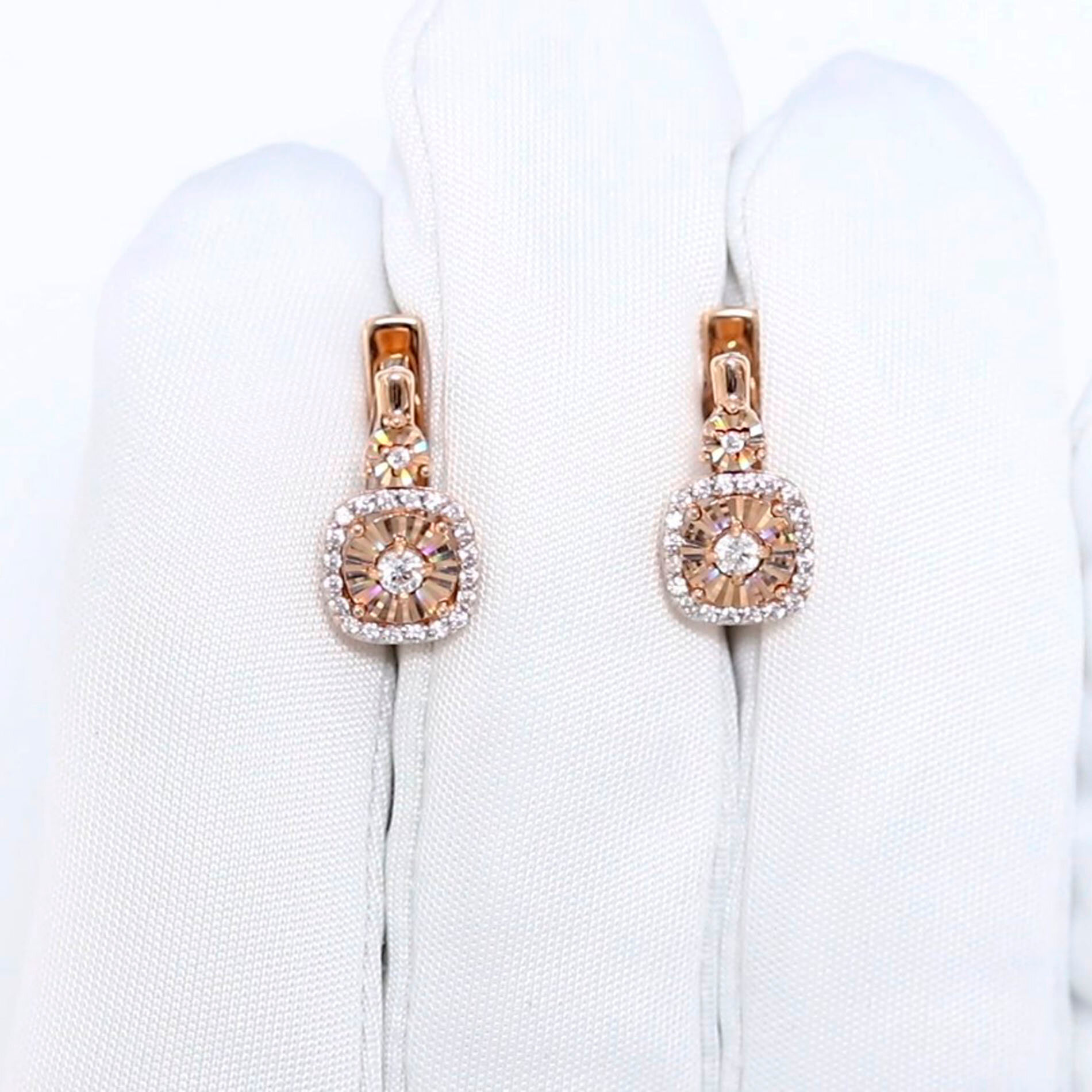Серьги, красное золото, 585 проба, фианит