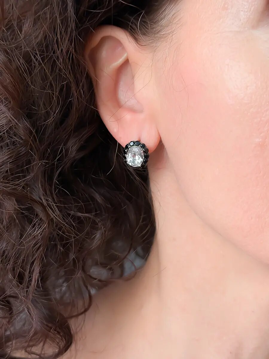 Серьги, серебро, 925 проба, родирование, шпинель, фенакит
