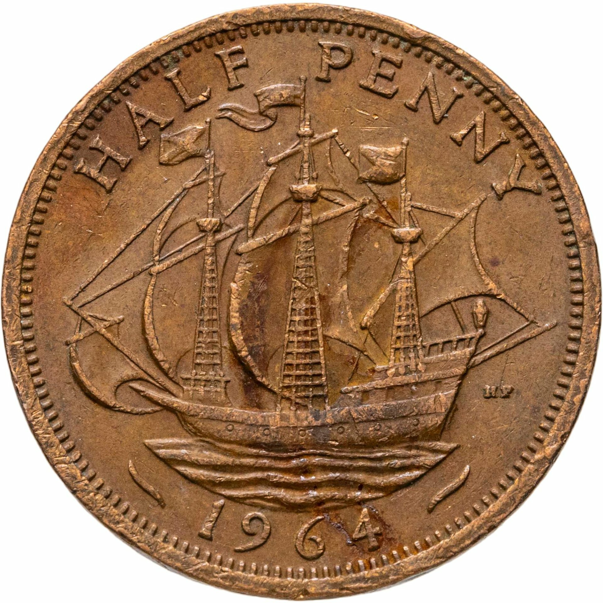 Великобритания 1/2 пенни penny 1964, Бронза, в сохранности VF-XF