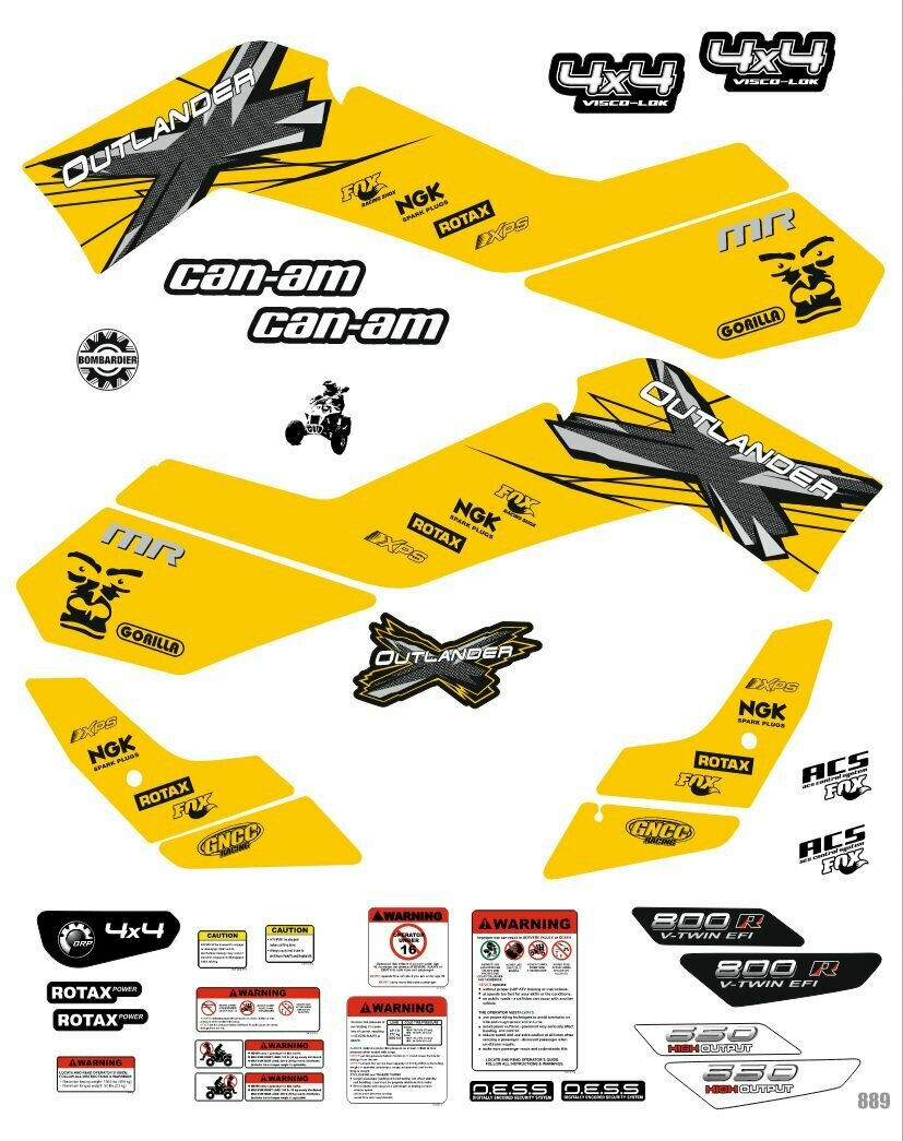 Комплект виниловых наклеек для квадроцикла BRP Can-Am G1 Outlander 2008 - 2013 годов #889