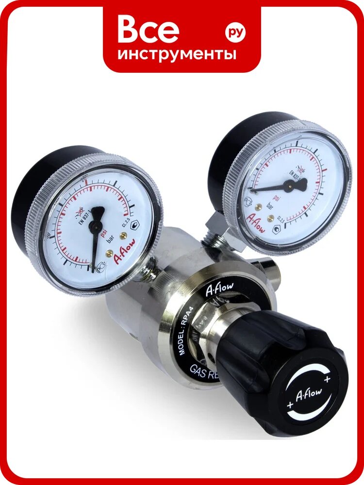 Регулятор давления 10 бар, NPT 1/4" внутренняя, никелированная латунь, мембрана из эластомера A-Flow RPA4DP-RD-10-F4N