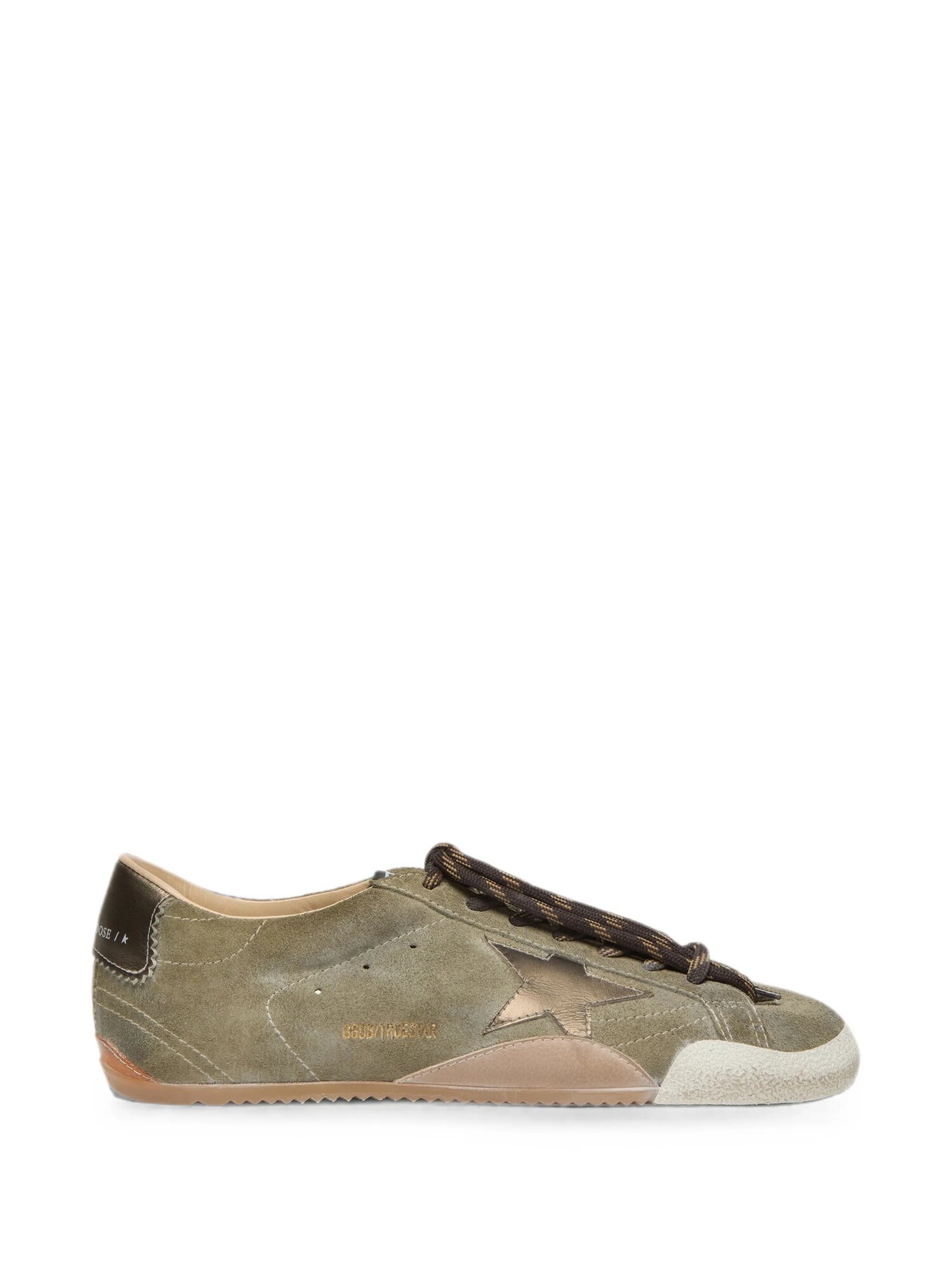 Кроссовки Golden Goose True-Star in olive suede with gold star sneakers