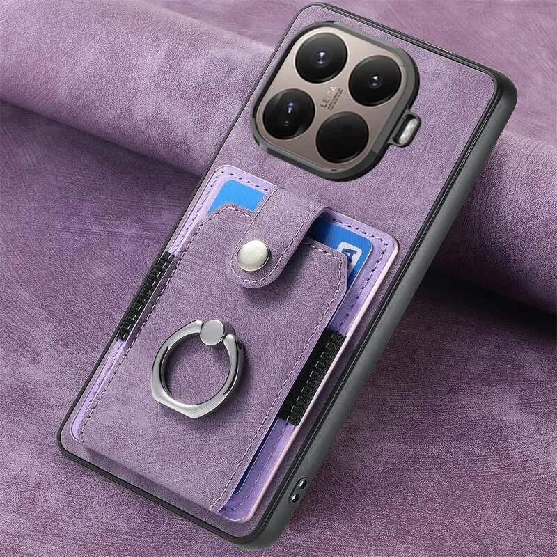 Кожаный чехол-бумажник с держателем для карт для Xiaomi 17T Pro Фиолетовый, Purple, Xiaomi 17T Pro