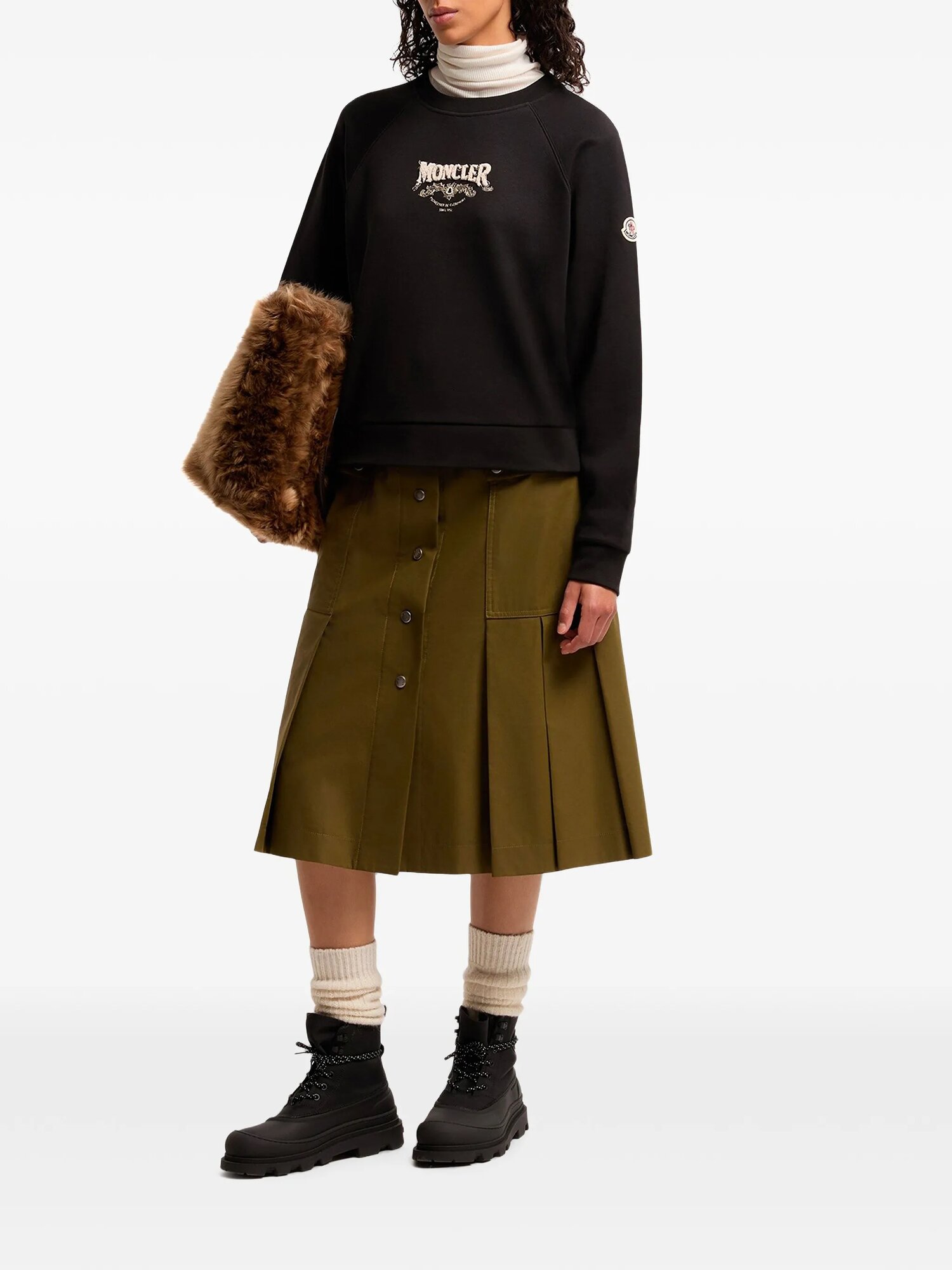 Толстовка Moncler Crew-neck sweatshirt, размер 46, , черный — фото 1