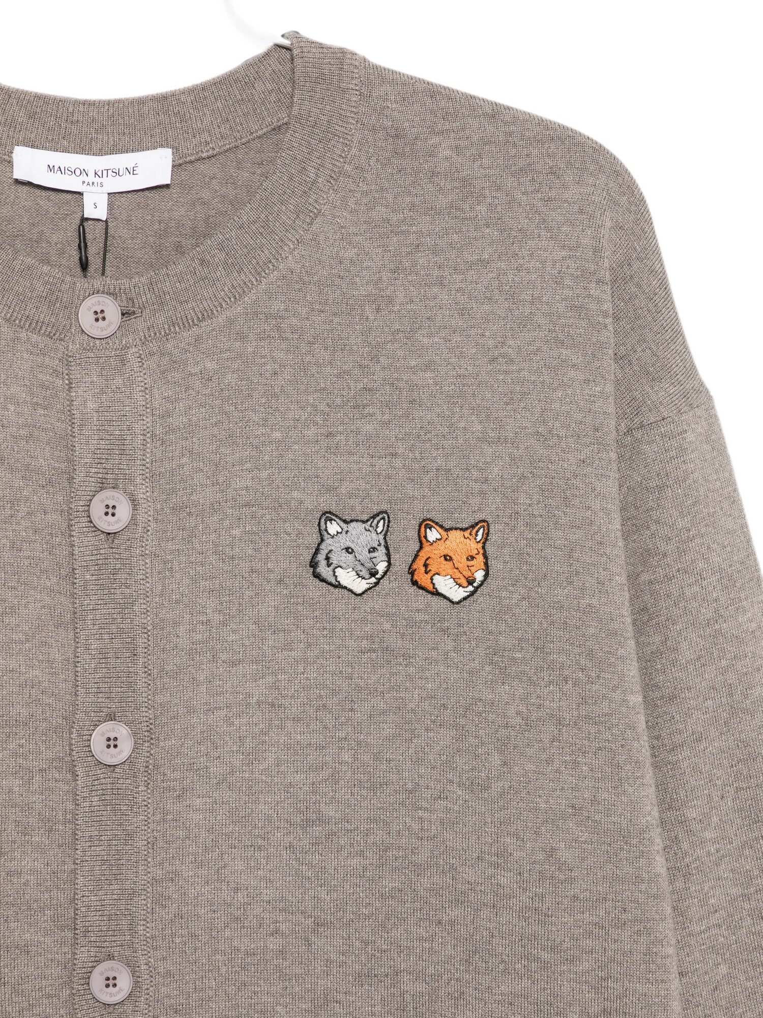 Кардиган Maison Kitsune Double Fox Head cardigan, размер XS, серый — фото 1