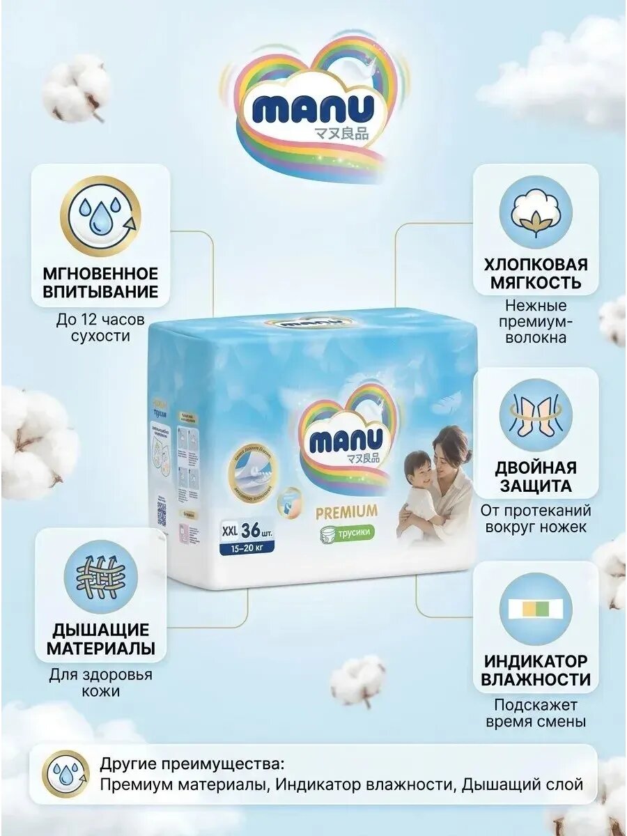 Трусики MANU Premium XXL (15-20) 36 шт.