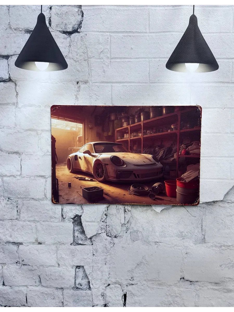Декор на стену табличка металлическая Porsche