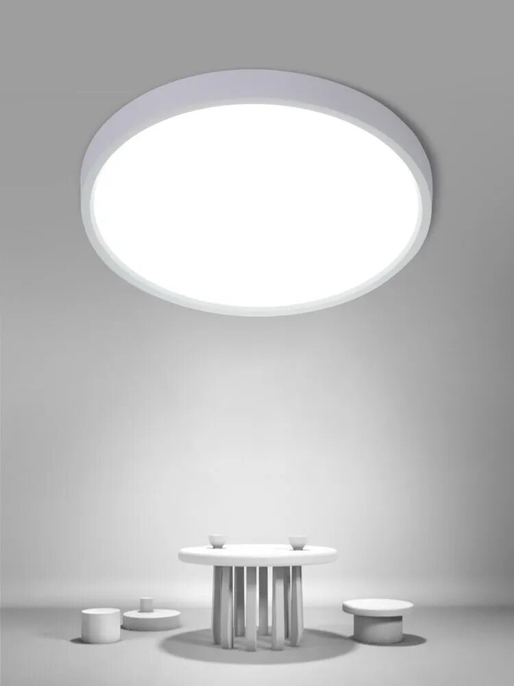 Люстра потолочная LED 36 Вт, 400x400x25 мм, белый матовый, холодный белый свет, IP40