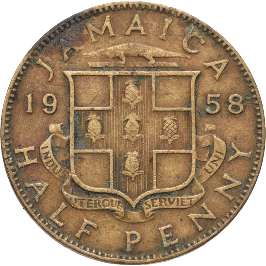 Ямайка 1/2 пенни penny 1958, Латунь, в сохранности VF