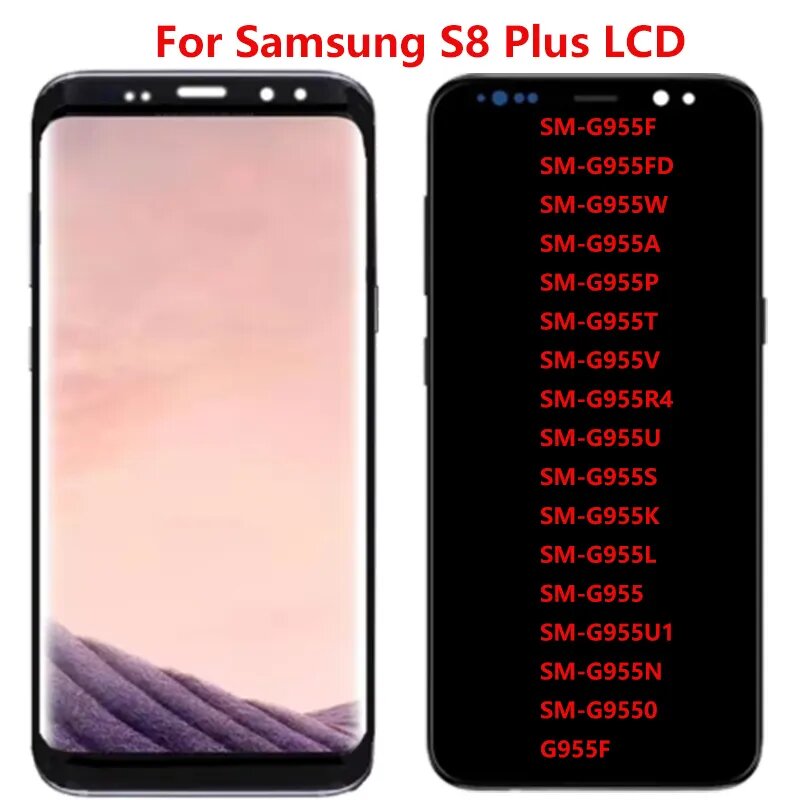 6,2-дюймовый AMOLED-дисплей S8+ SM-G955FD с синим экраном и рамкой для Samsung S8 Plus SM-G955 G955F. Сенсорный экран, дисплей, модуль диджитайзера, запасные части для ремонта.