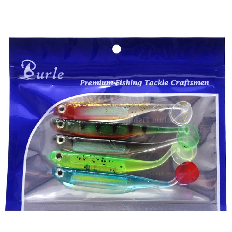 Силиконовые воблеры Burle 5 шт, 9см, 5 цветов