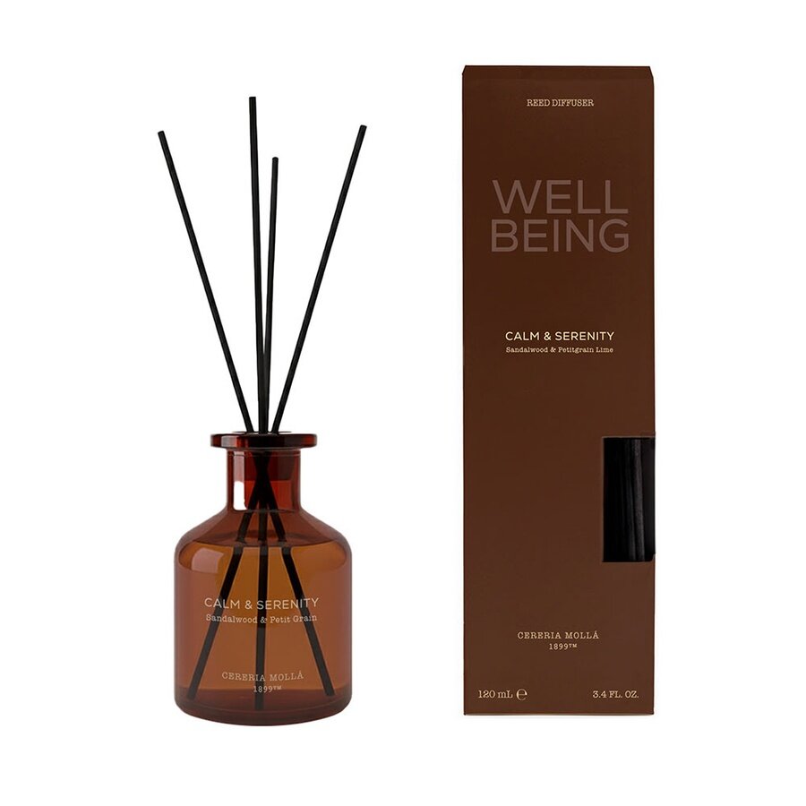 Ароматический диффузор сандал И петитгрейн‑лайм WELLBEING Calm & Serenity Cereria Molla 1899 Sandalwood & Petitgrain Lime 120 мл